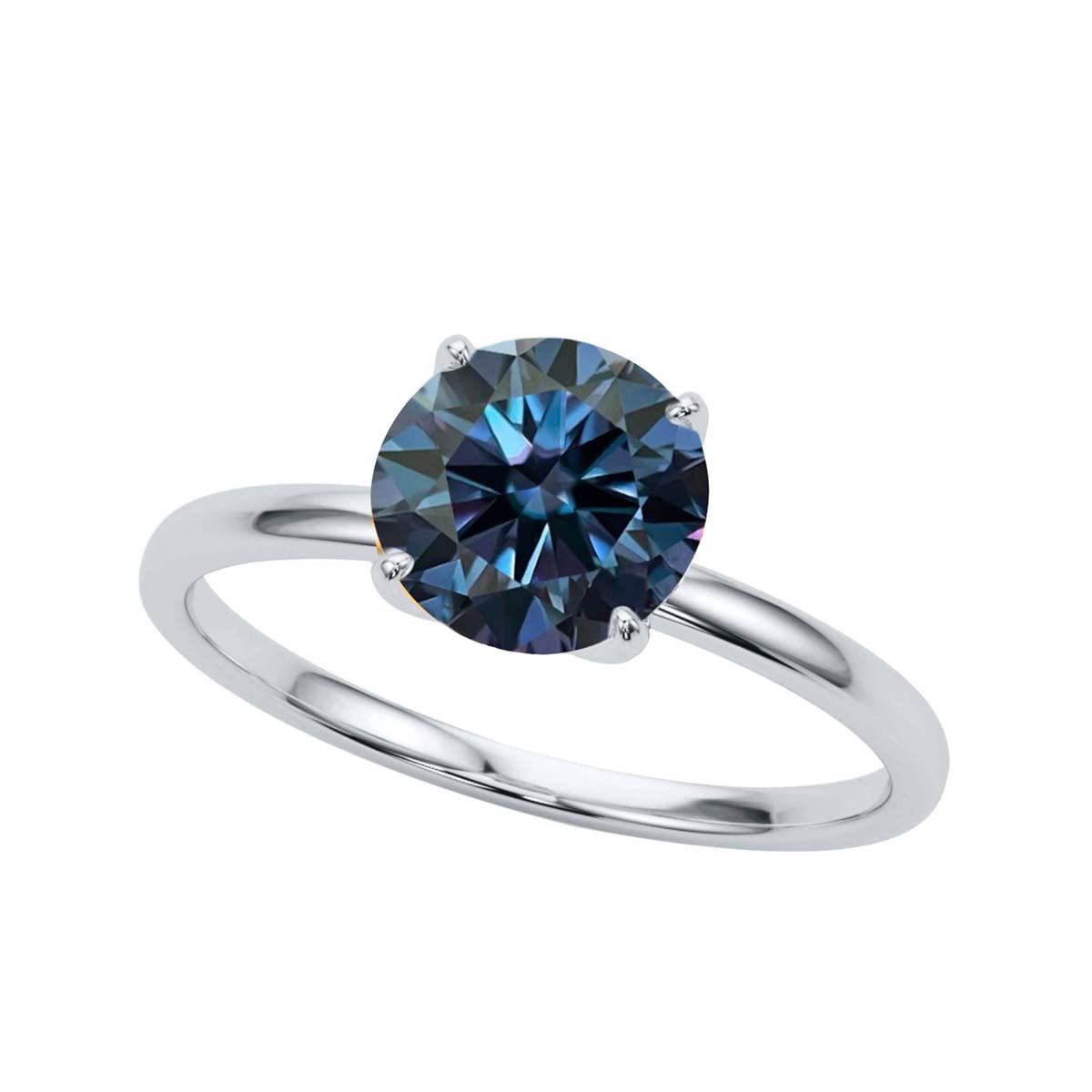 Mauli Jewels Luxury 8mm Lab-Created Blue Moissanite Solitaire Ring in ...