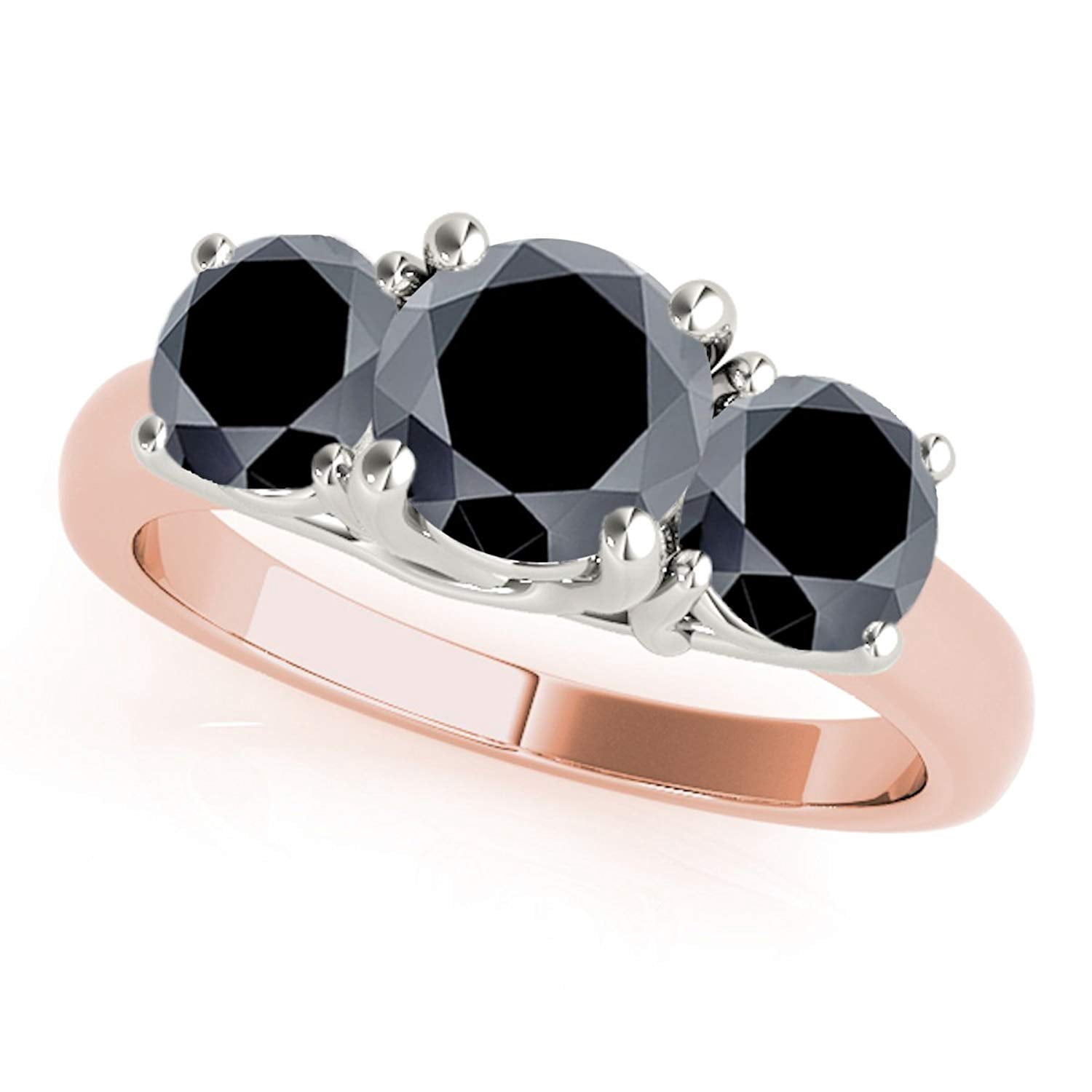Mauli Jewels Black Diamond Engagement Ring for Women, 4-Prong Setting ...