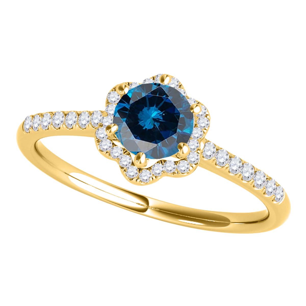 Mauli Jewels Engagement Rings for Women 0.75 Carat Blue Diamond Halo ...