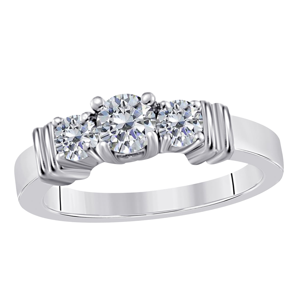 Mauli Jewels Engagement Rings for Women 1/2 Carat Three Stone Daimond ...