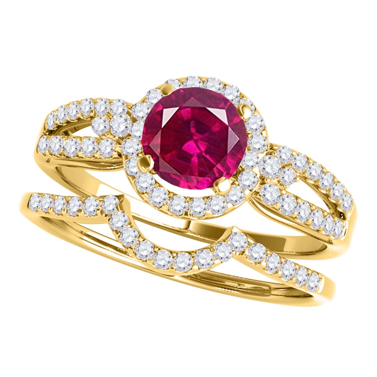 Mauli Jewels Engagement Rings for Women 1.25 Carat Halo Created Ruby ...