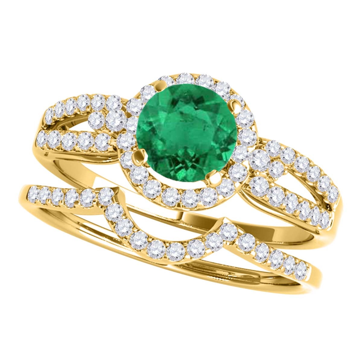 Mauli Jewels Engagement Rings for Women 1.25 Carat Halo Emerald And ...