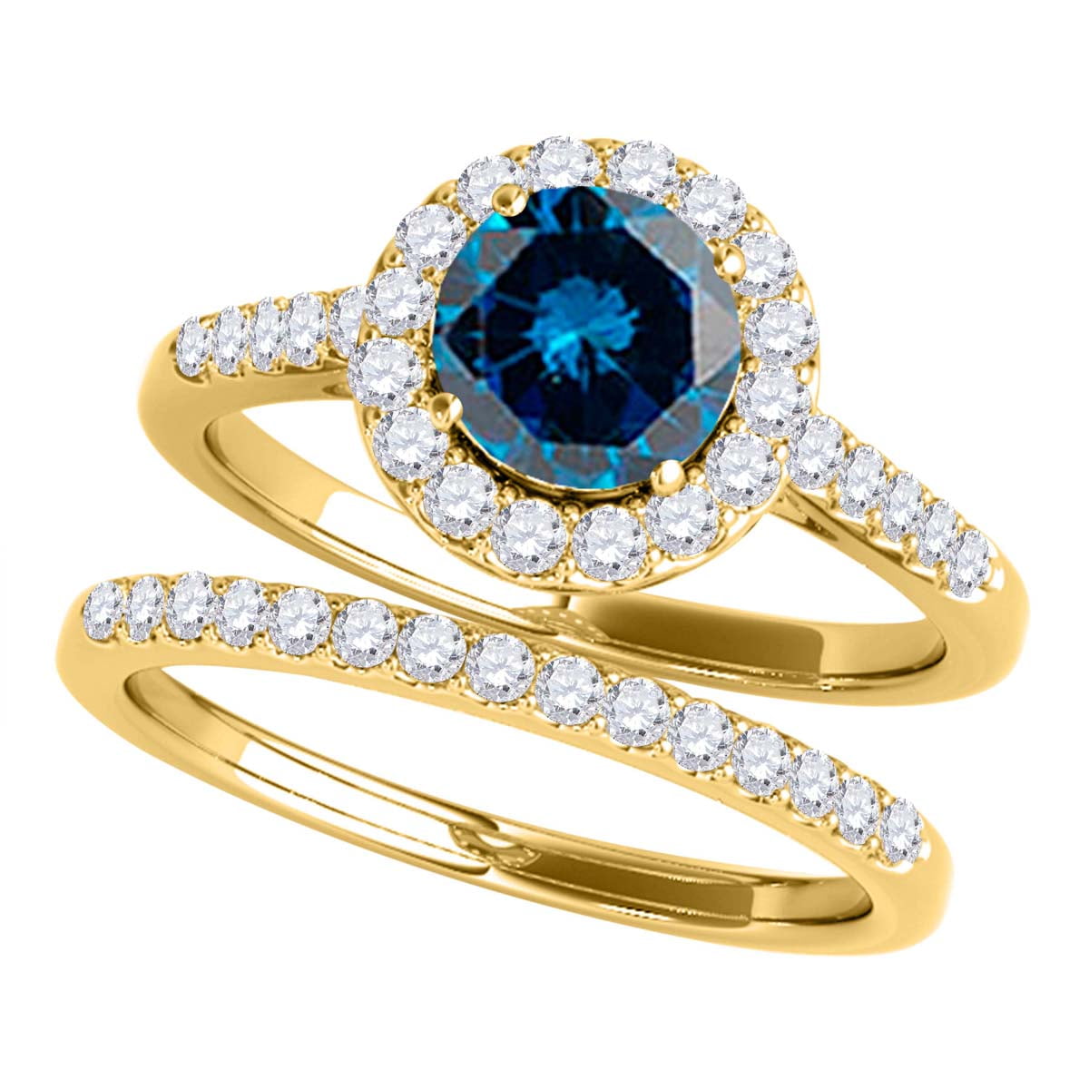 Mauli Jewels Engagement Rings for Women 1.50 Carat Halo Blue Diamond ...