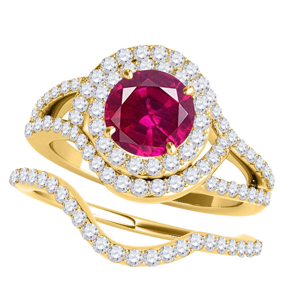 Mauli Jewels Engagement Rings for Women 1.91 Carat Halo Split Shank ...