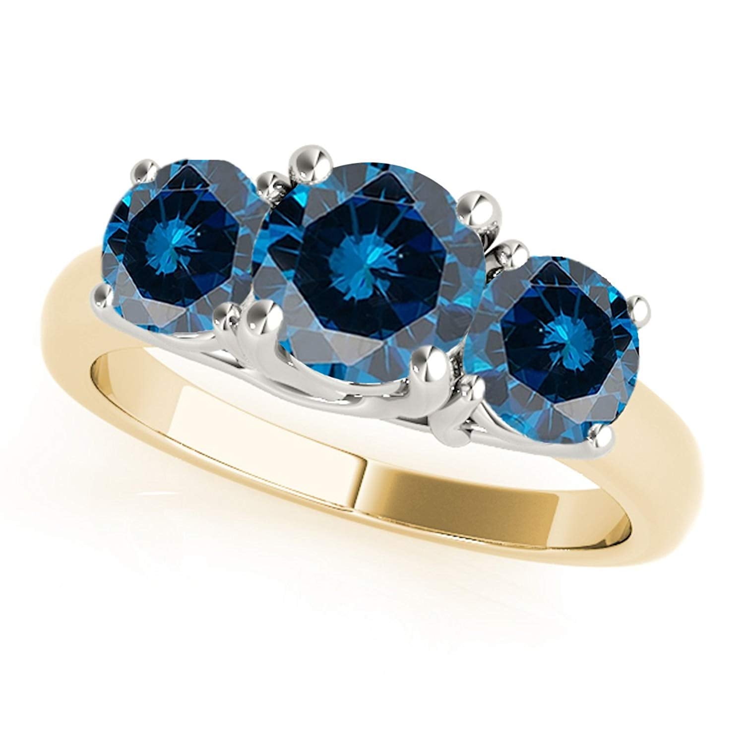 Mauli Jewels Engagement Rings for Women 1 Carat 3 Stone Two-Tone Blue ...
