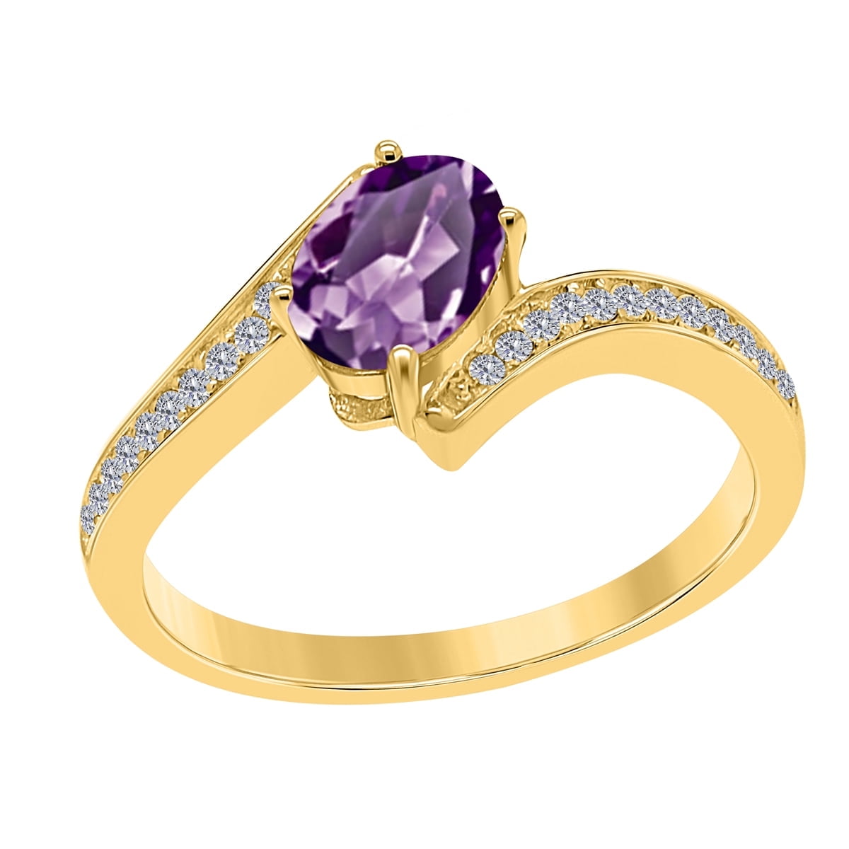 Mauli Jewels Rings for Women 1.05 Carat Amethyst and Diamond Ring Prong ...