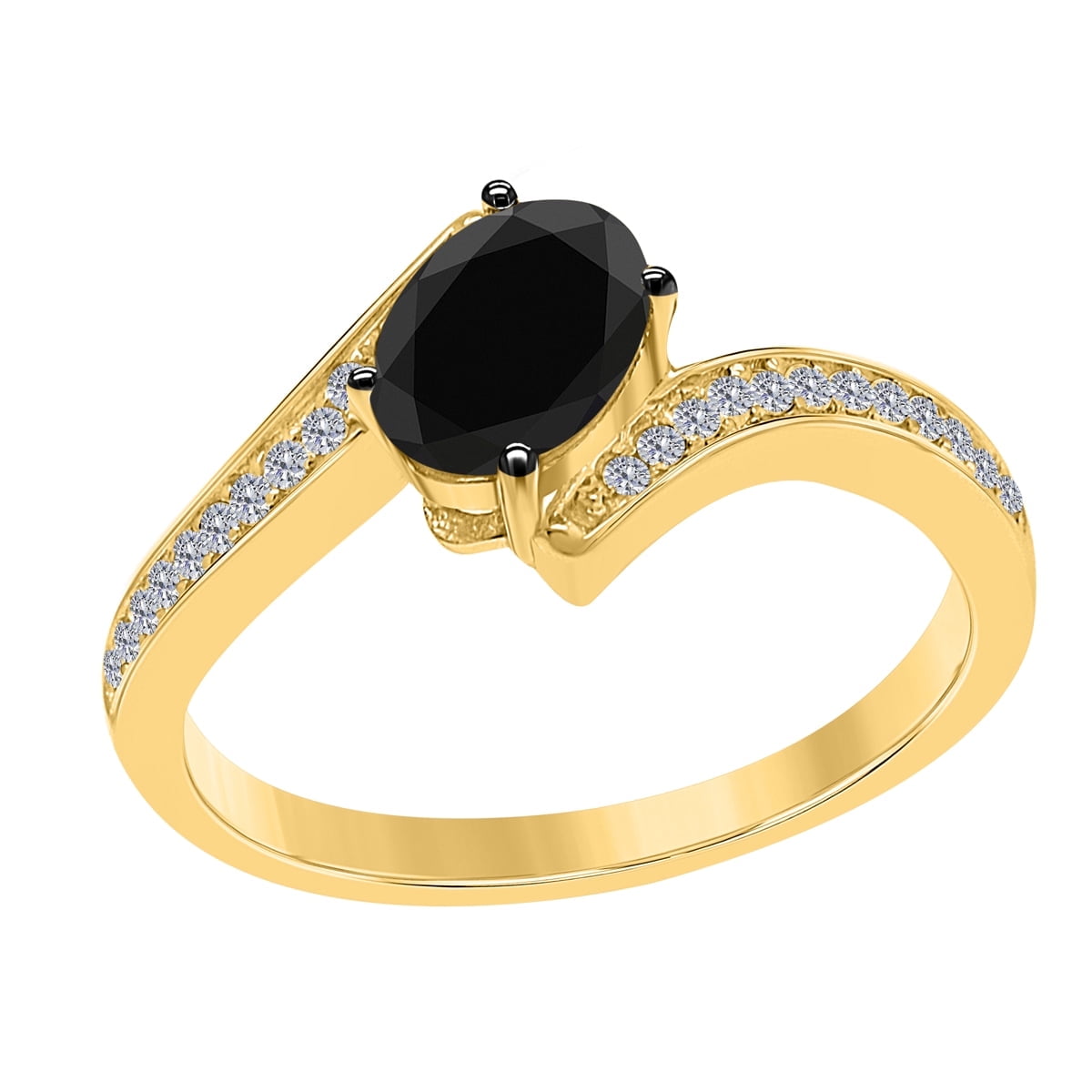 Mauli Jewels Rings for Women 1.05 Carat Oval Shape Black Onex and White ...