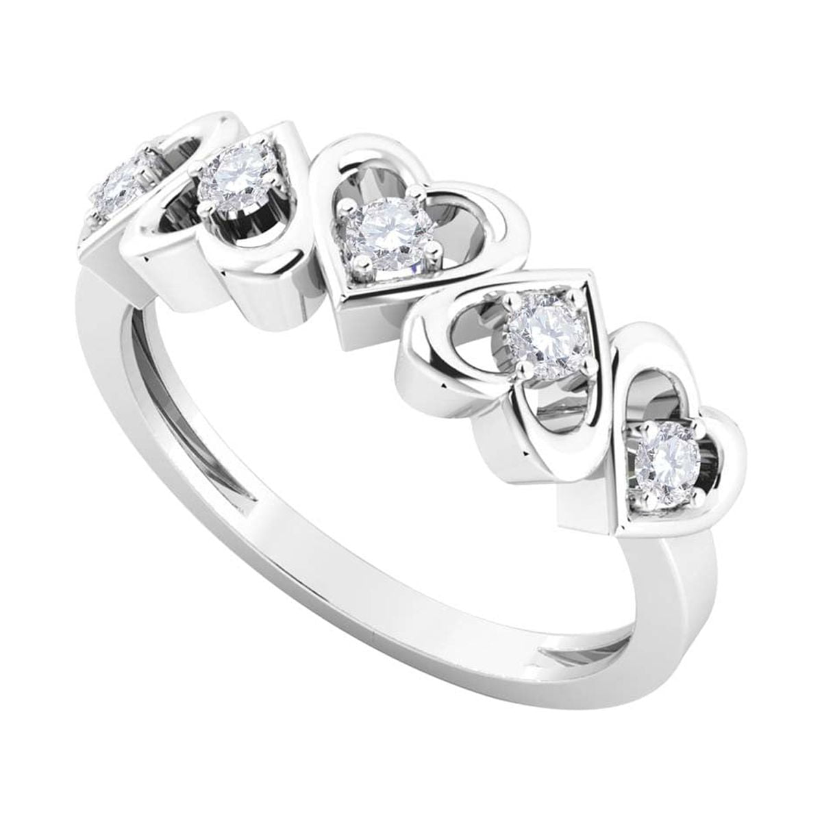 Mauli Jewels 1/4 Carat Heart Shape Diamond Ring for Women, 10K Solid ...