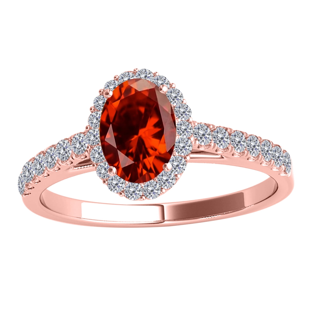 Mauli Jewels Rings for Women 1.75 Carat Diamond And Oval Shaped Garnet ...