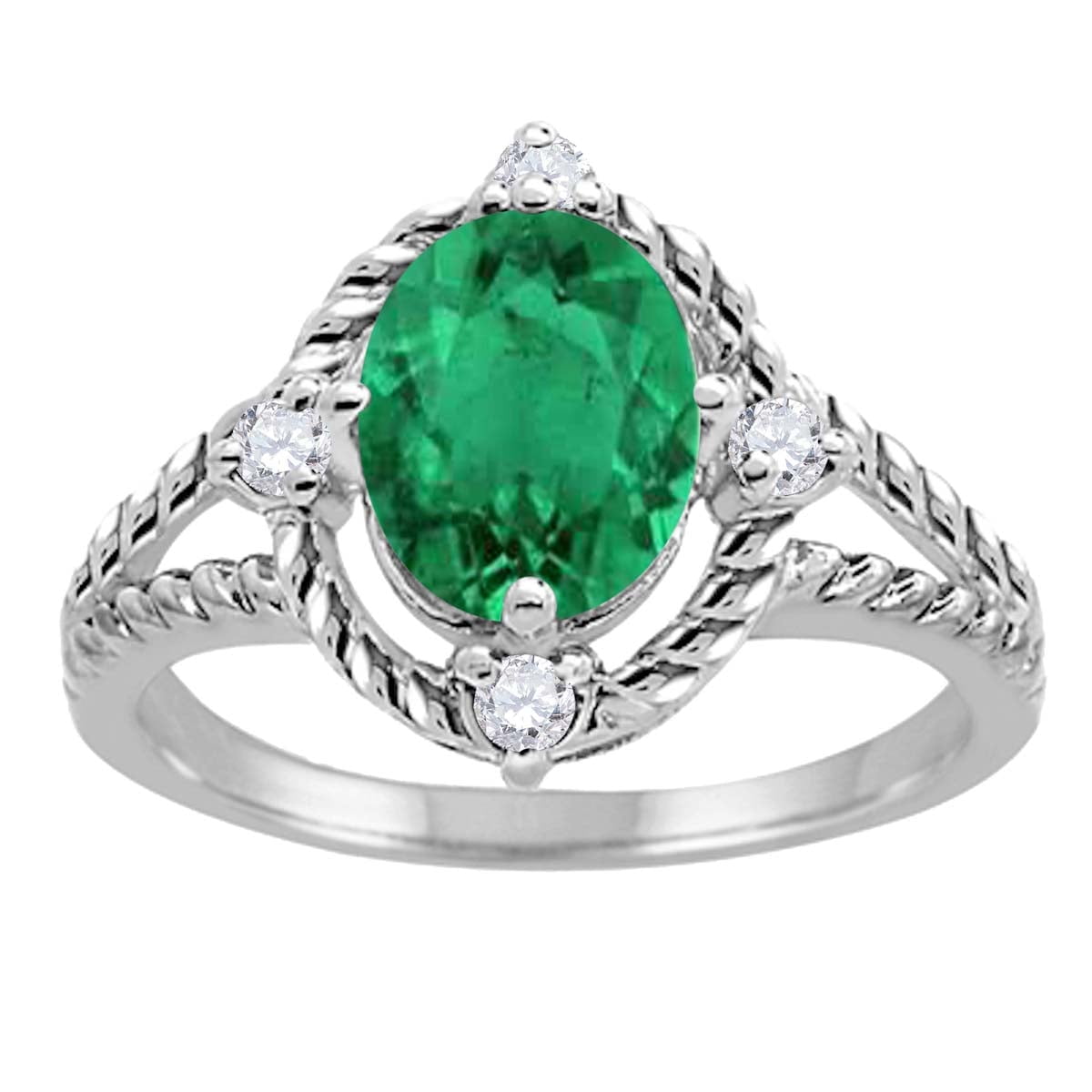 Mauli Jewels Rings for Women 1.87 Carat Lab Created Emerald and Diamond ...
