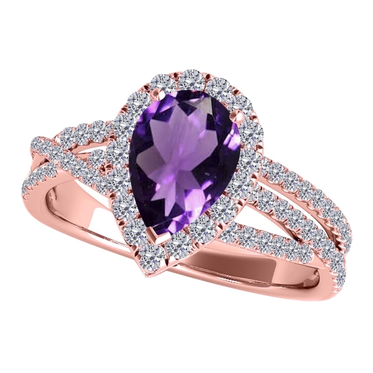 Mauli Jewels 2.34 Carat Amethyst and Diamond Ring for Women – Pear ...