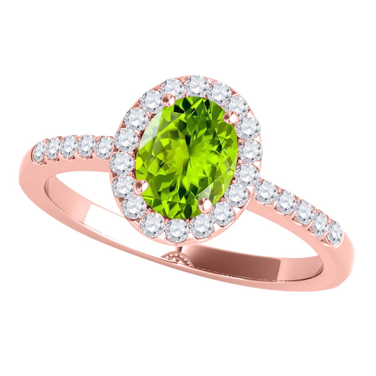 Mauli Jewels Rings for Women 2.50 Carat Diamond and Oval Shaped Peridot ...