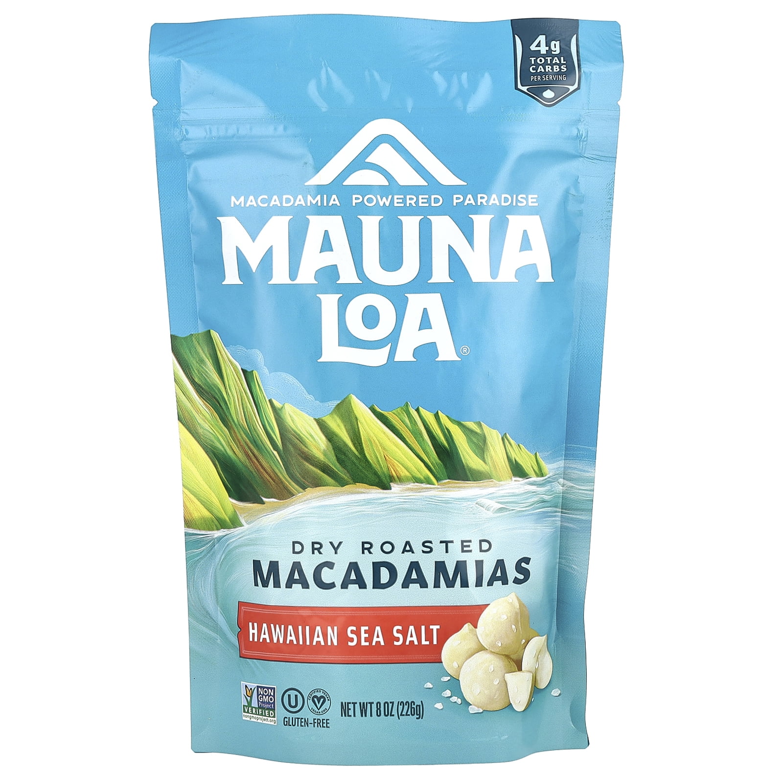 Mauna Loa Dry Roasted Macadamias, Hawaiian Sea Salt, Low Carb Food, 8 ...