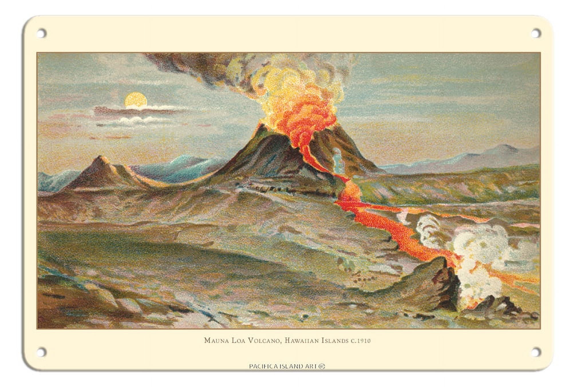 Mauna Loa Volcano - Big Island Hawaii - Vintage Hawaiian Travel Poster ...