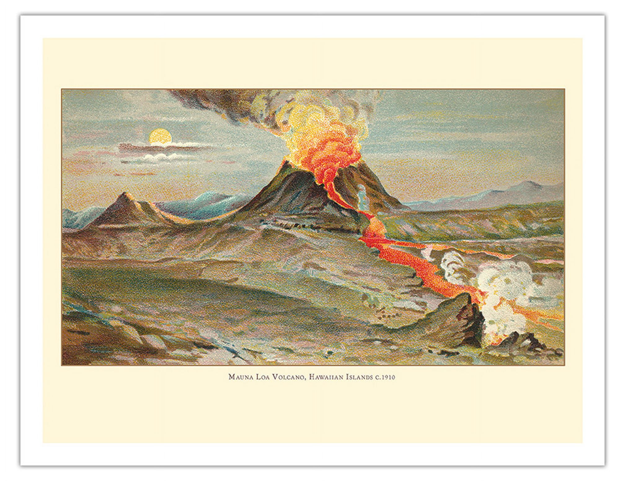 Mauna Loa Volcano - Big Island Hawaii - Vintage Hawaiian Travel Poster ...