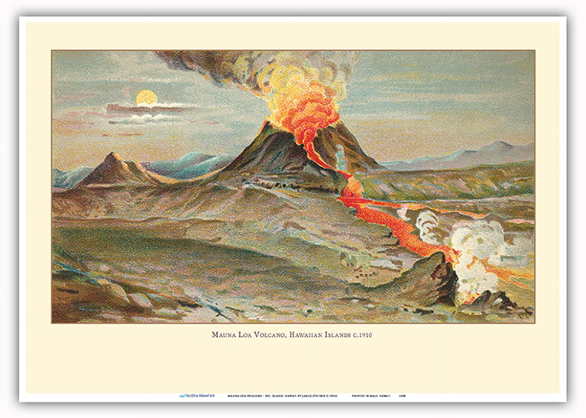 Mauna Loa Volcano - Big Island Hawaii - Vintage Hawaiian Travel Poster ...