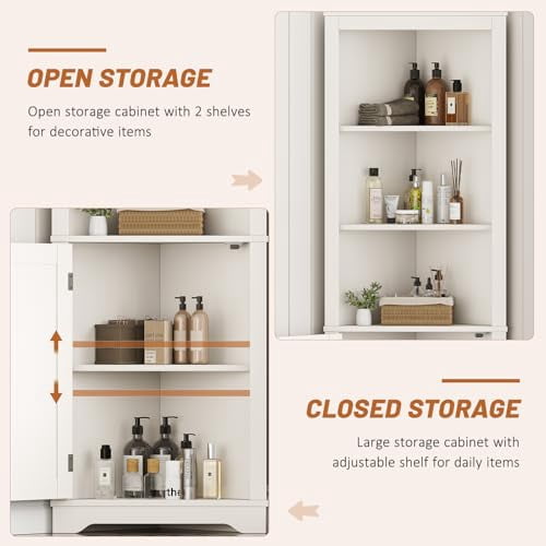 Maupvit 64" Tall Corner Storage Cabinet, 5-Tier Farmhouse Corner ...