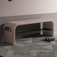 Maupvit Curved U-Shape PU Leather Entryway Shoe Bench with Metal Shoe ...