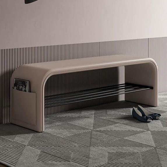 Maupvit Curved U-Shape PU Leather Entryway Shoe Bench with Metal Shoe ...