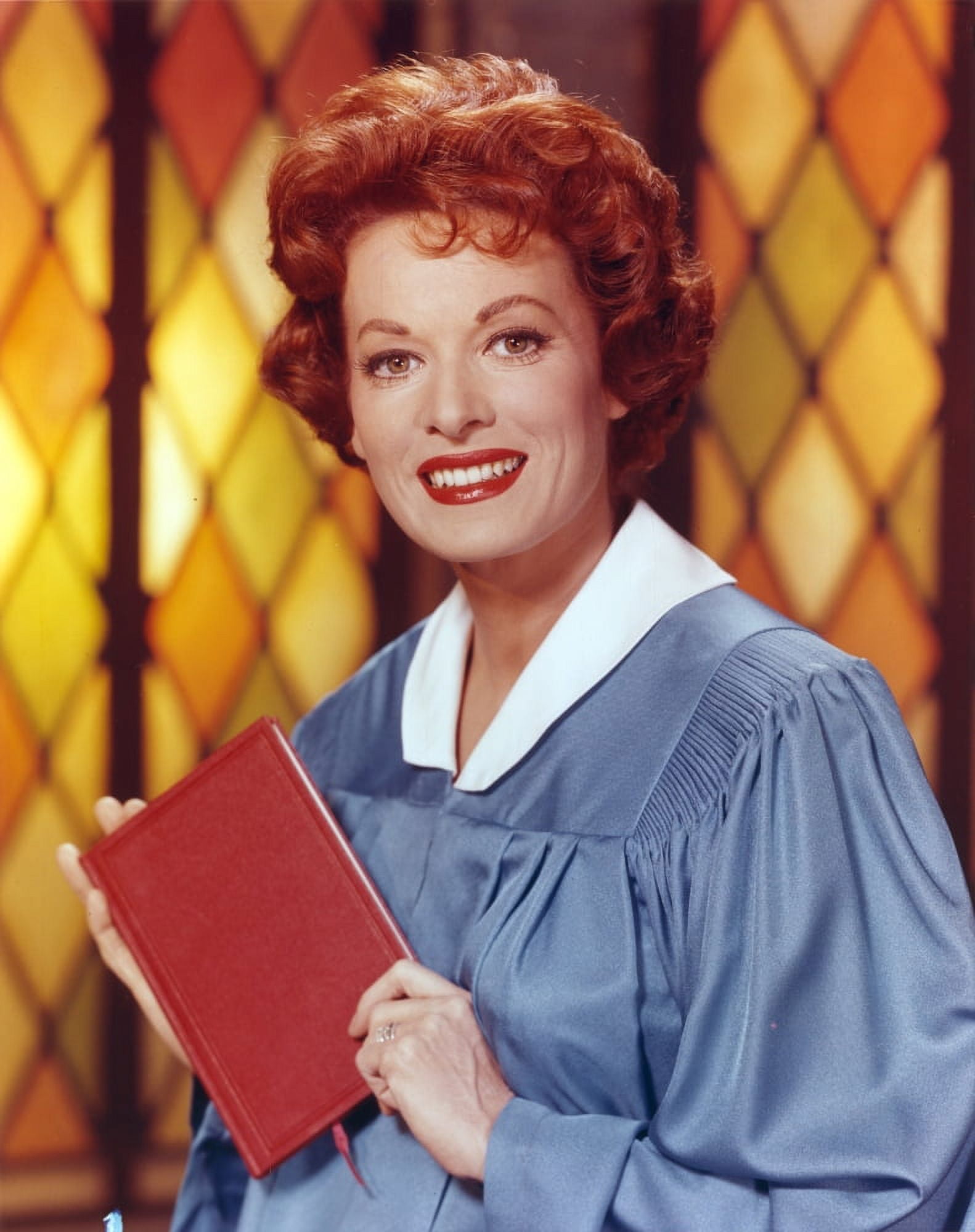 Maureen O'Hara Posed in Blue Dress With Book Photo Print (8 x 10 ...