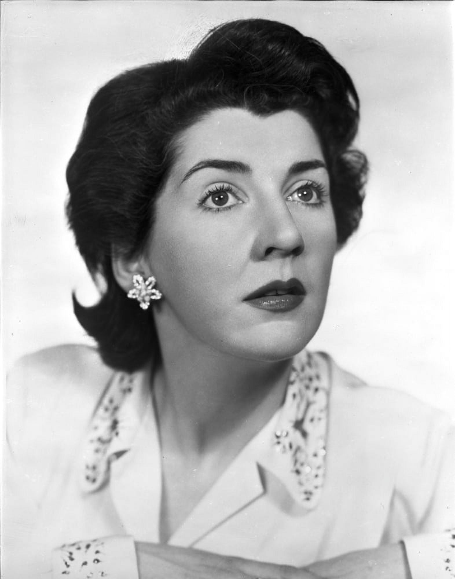 Maureen Stapleton Portrait wearing White Printed Blouse with Flower ...