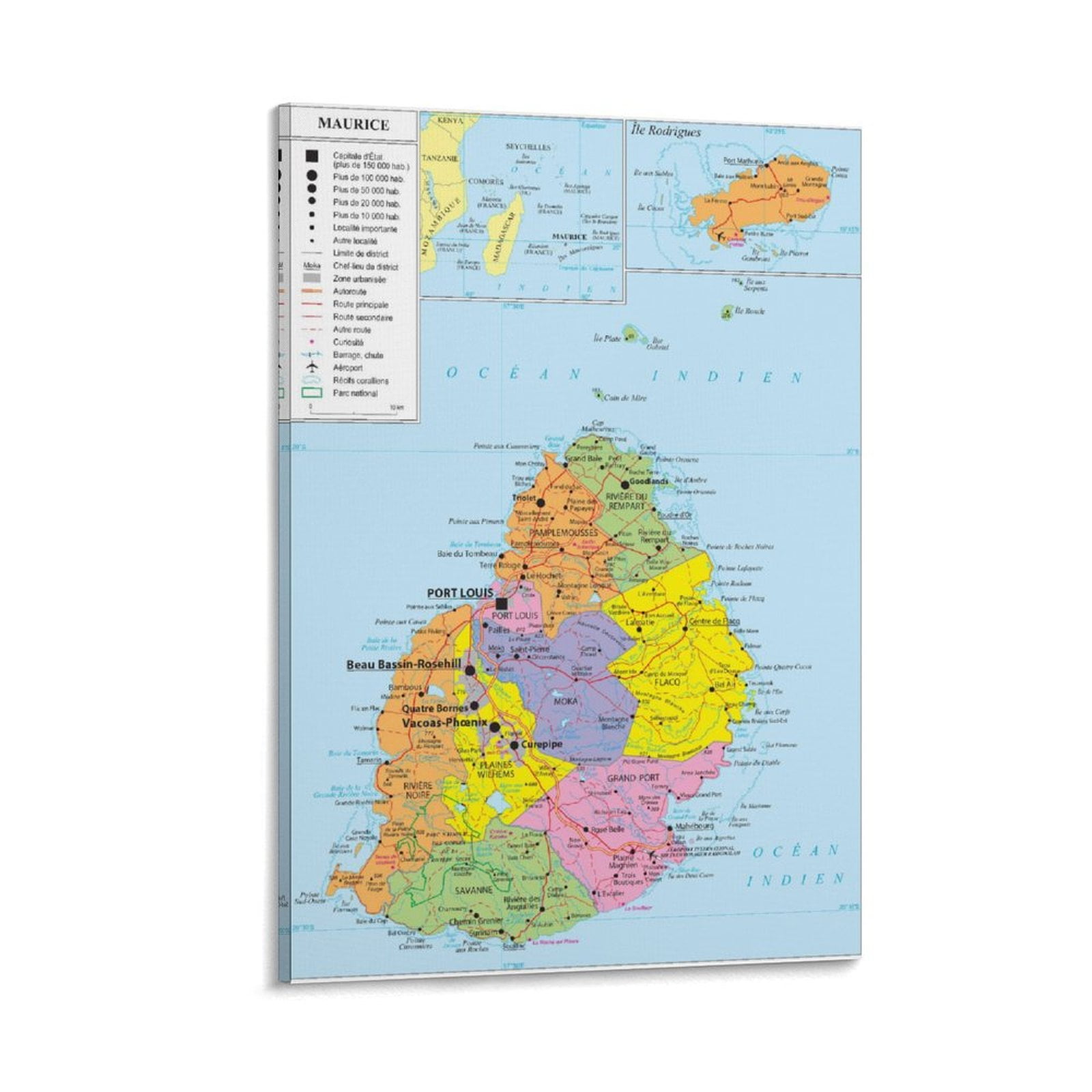 Mauri-tius Map Posters Canvas Wall Art Poster Decorative Bedroom Modern Home Print Picture ...