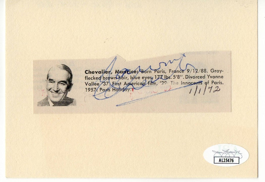 Maurice Chevalier Signed Autographed Cut Signature Gigi Actor Singer ...