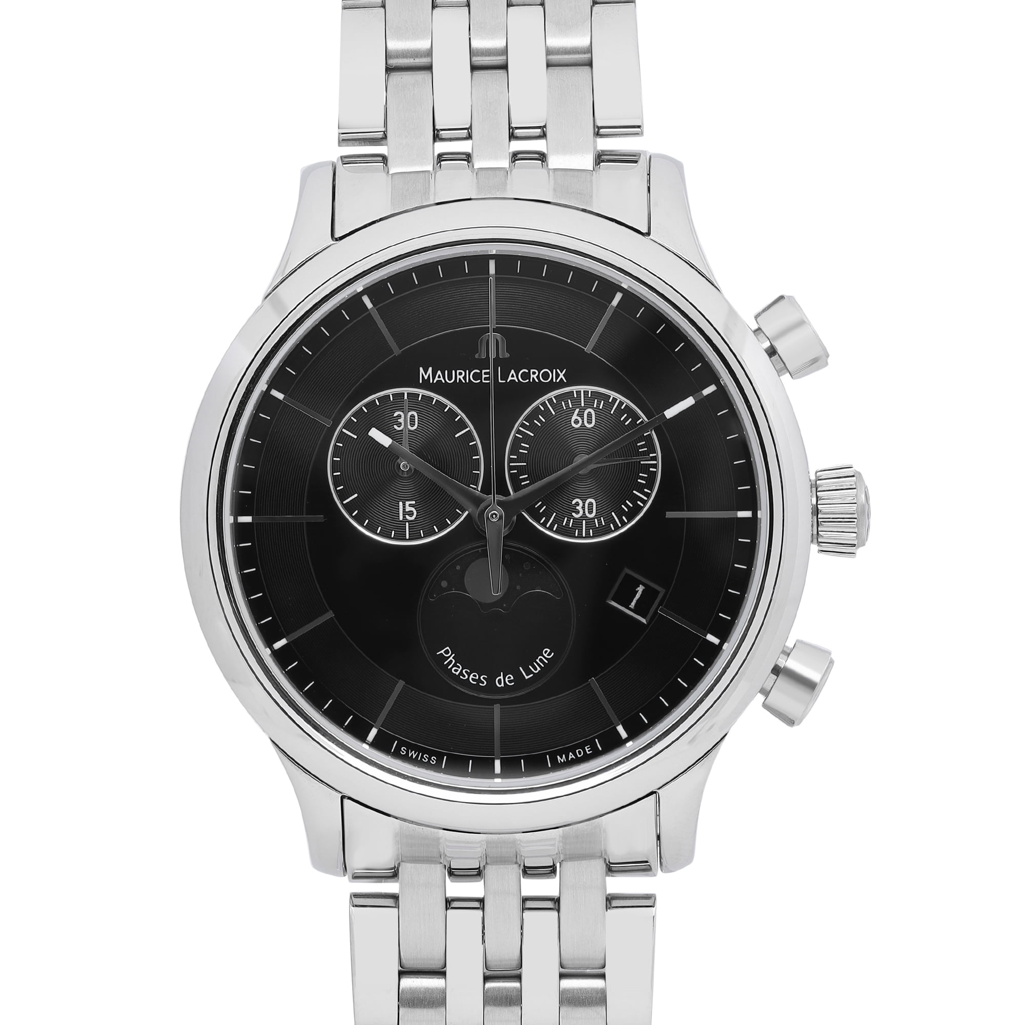 Maurice Lacroix Les Classiques 40mm Steel Black Dial Mens Watch LC1148 ...