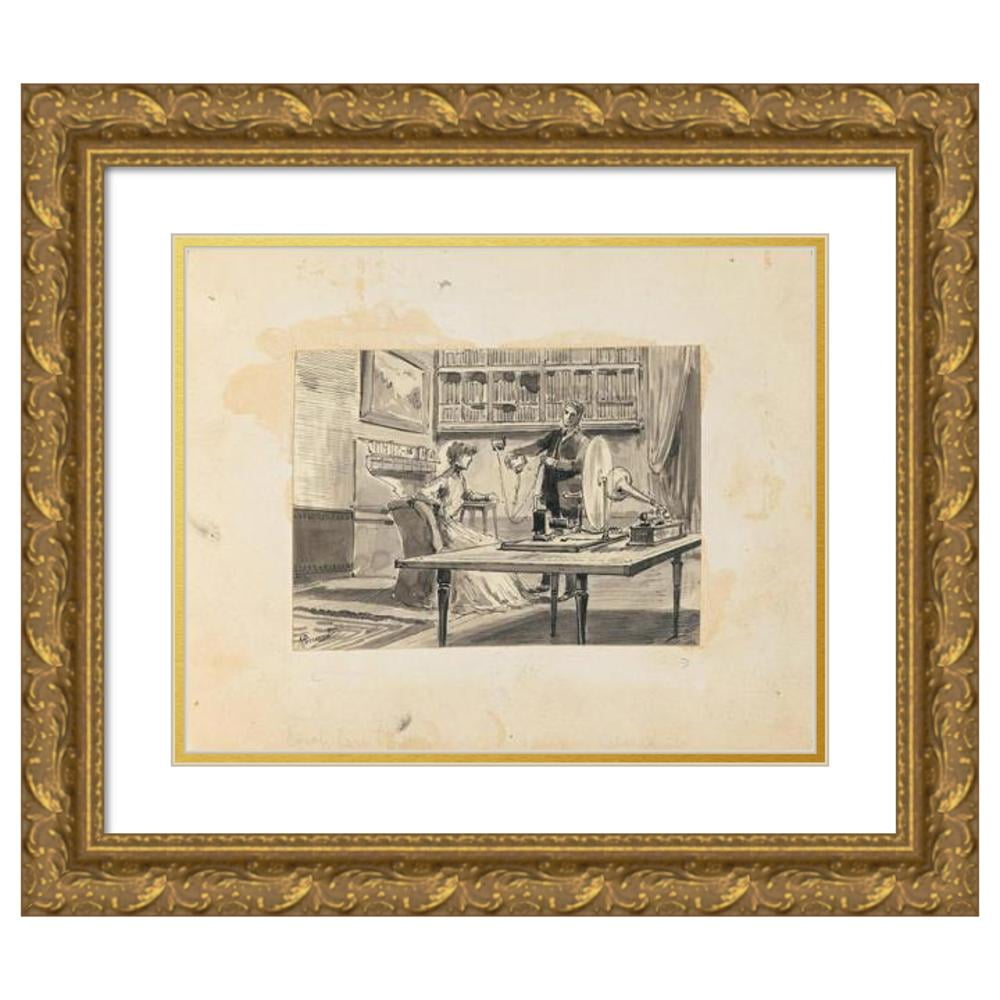 Maurice Perronnet 18x15 Gold Ornate Wood Frame and Double Matted Museum ...