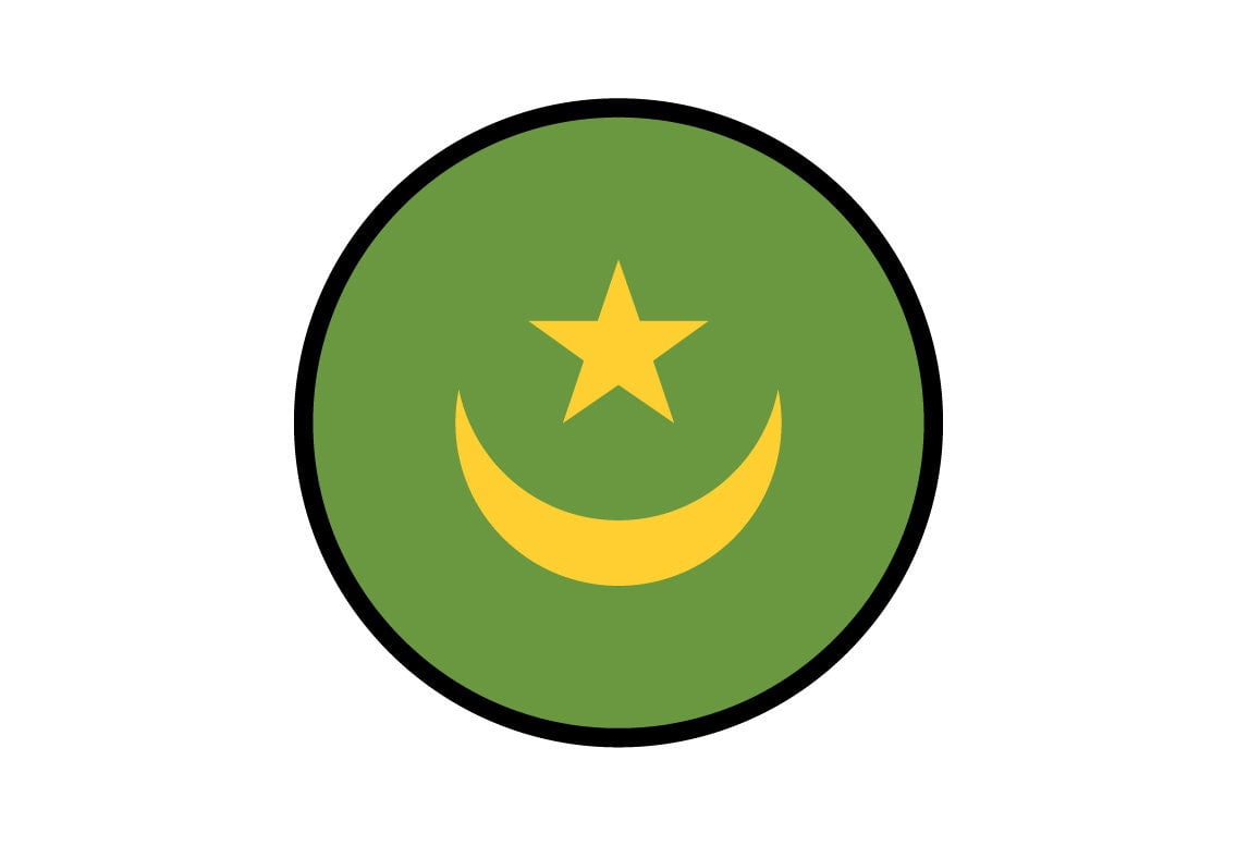 Mauritania Flag Circle Sticker Decal 4 inches - 4 inch - Walmart.com