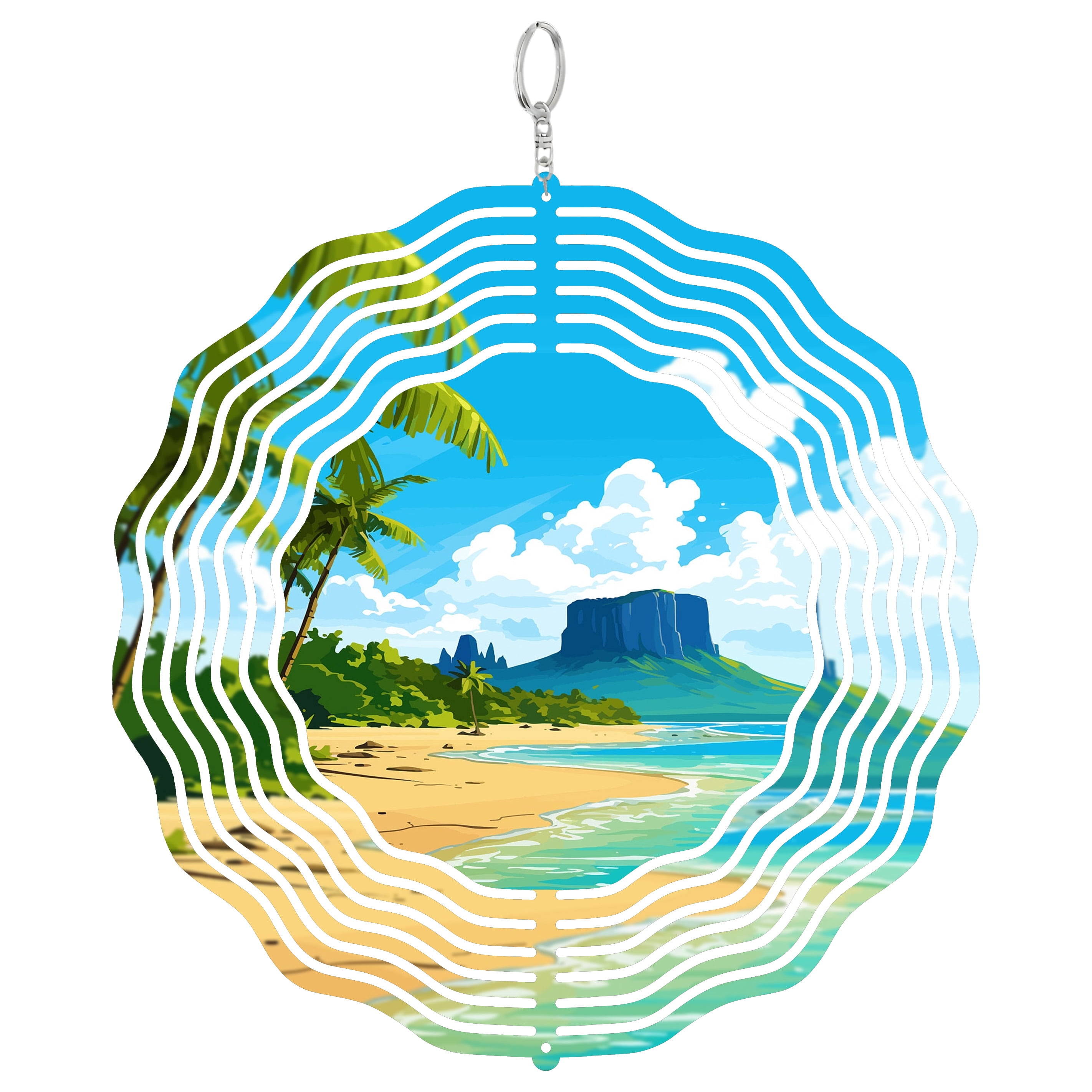 Mauritius Indian Ocean Beach 3D Wind Spinner Stainless Steel Kinetic ...