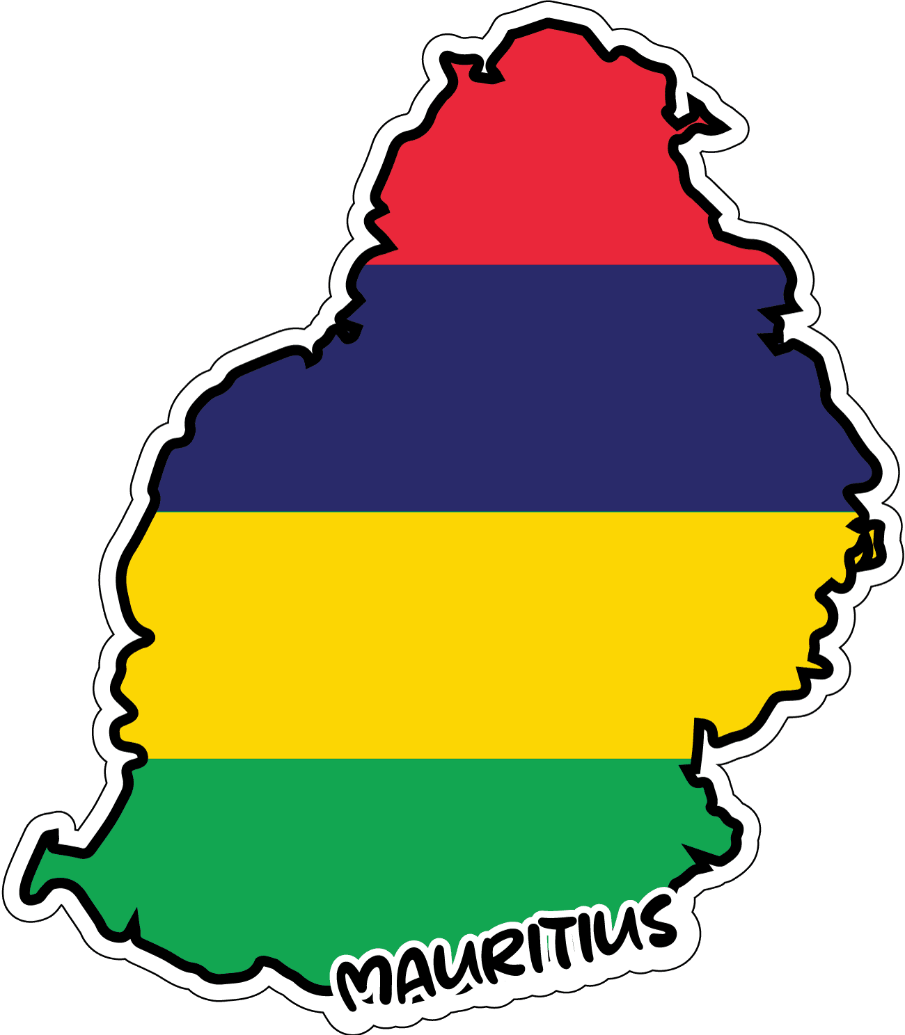 Mauritius Map Flag Sticker Decal 4 Inches - 4 inch - Walmart.com