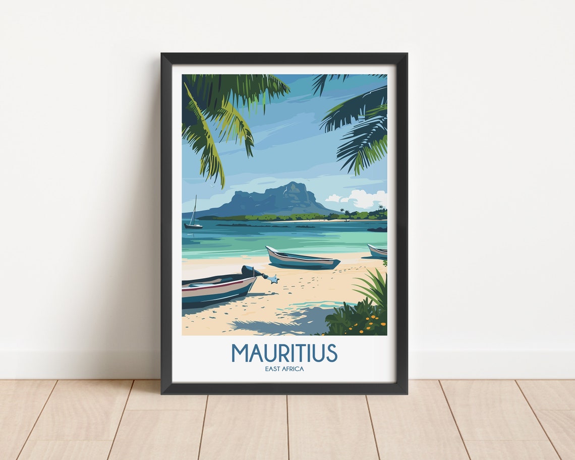 Mauritius Poster East Africa Scenic Beach Art Print, Unframed Canvas ...