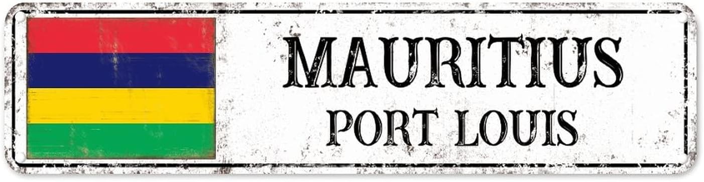 Mauritius Tin Sign National Flags Metal Wall Art 4"x16" Fade Resistant ...