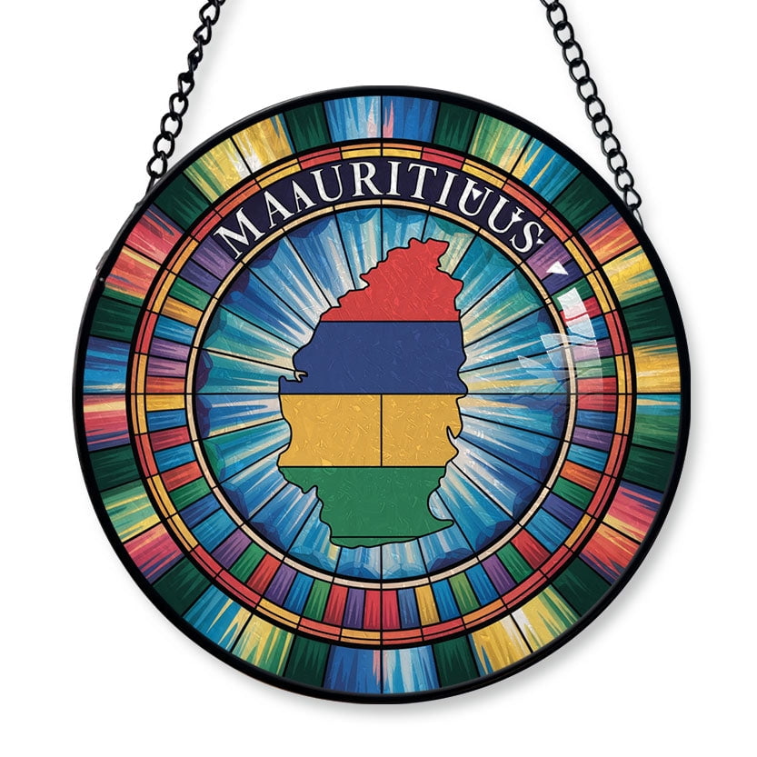 Mauritius Travel Decor Suncatcher Stained Glass Window Hanging, Gift for Traveller, Collection ...