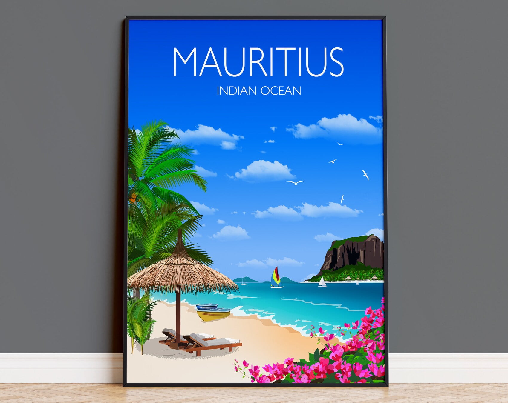 Mauritius Travel Poster Wall Art, Travel Print of Mauritius, Indian ...