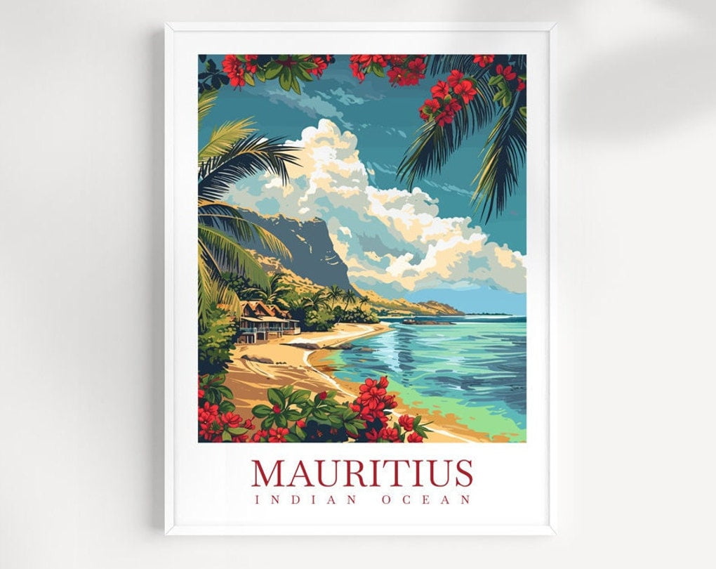 Mauritius Travel Print Wall Art East Africa Wall Hanging Home Décor ...