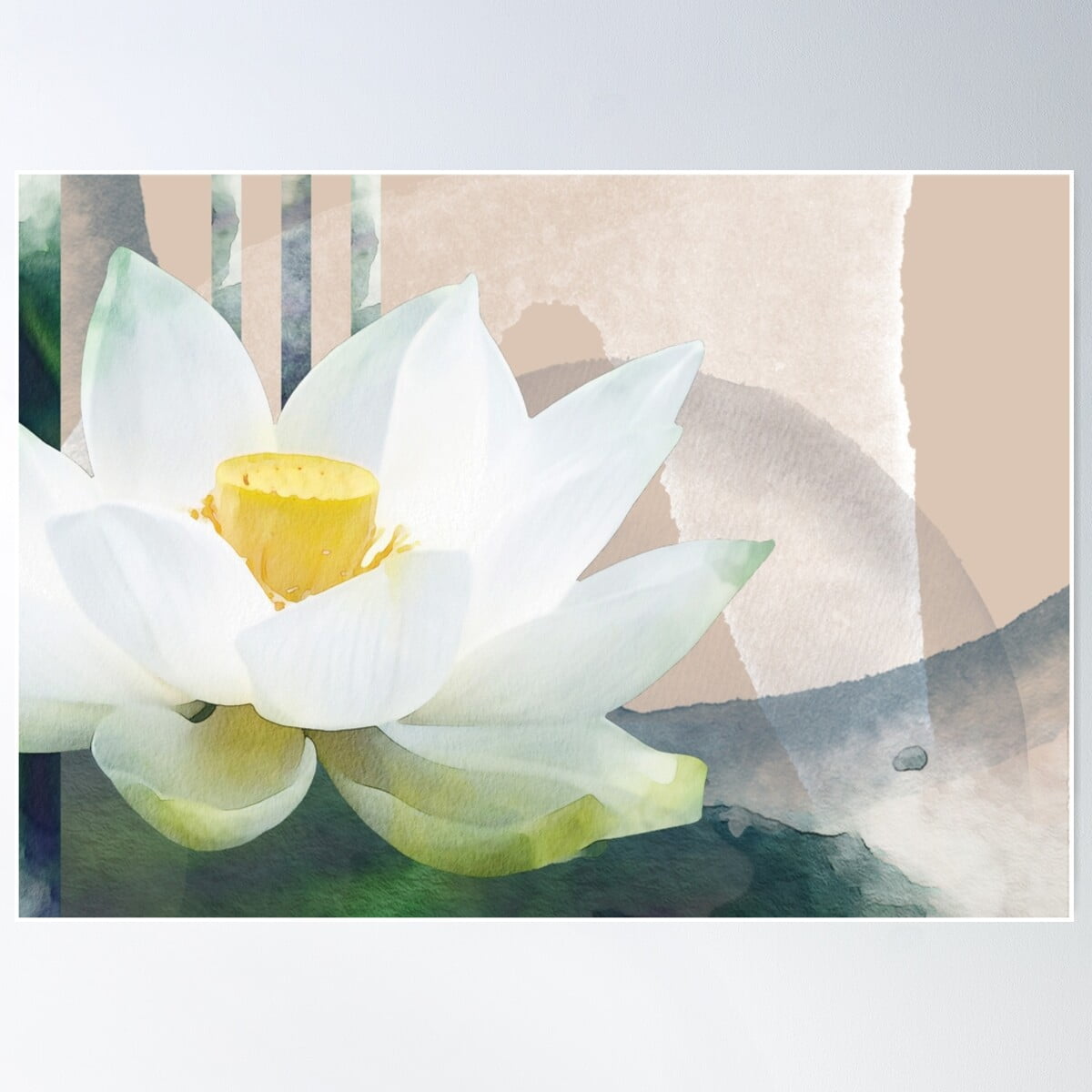 Mauritius Tropical Watercolor Print / Lotus Poster Wall Art, Modern ...