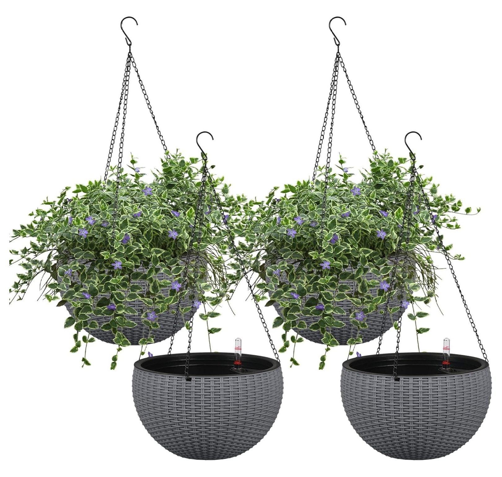Mausahen 4 Pack Self-Watering Hanging Planters, 10 Inch Dual-pots ...