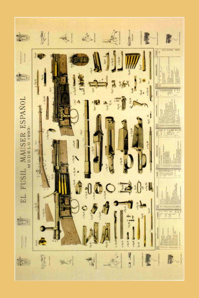 Mauser Espaniol 1893 Shotgun Firearm Art Poster Metal Print 12x16 12x16 ...