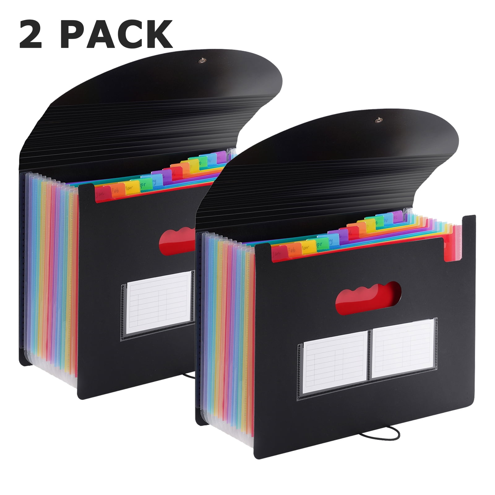 Maustic 2 Pack 24 Pockets Expanding File Folder Black Desktop Accordion Folders Document Storage