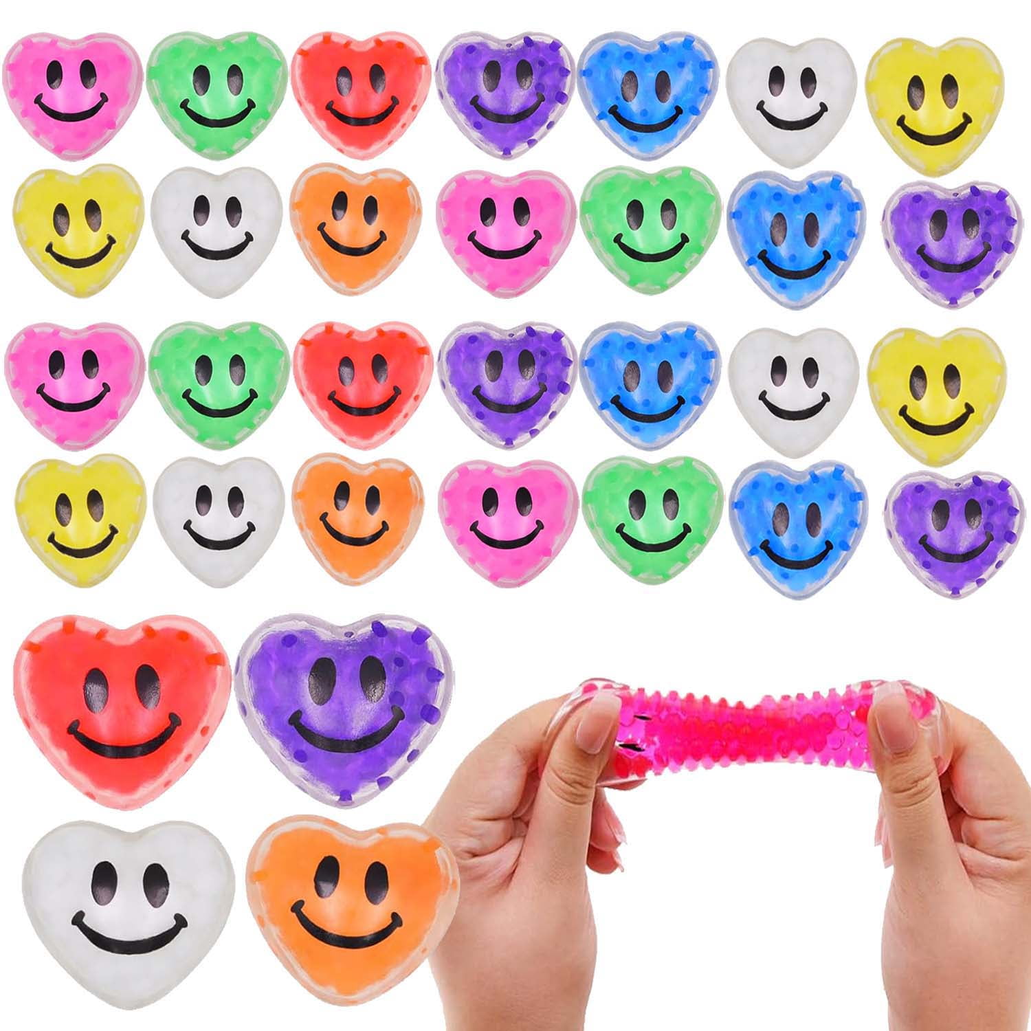 Maustic 32Pcs Valentines Mini Stress Ball Squishy Toy, Hearts Squeeze ...