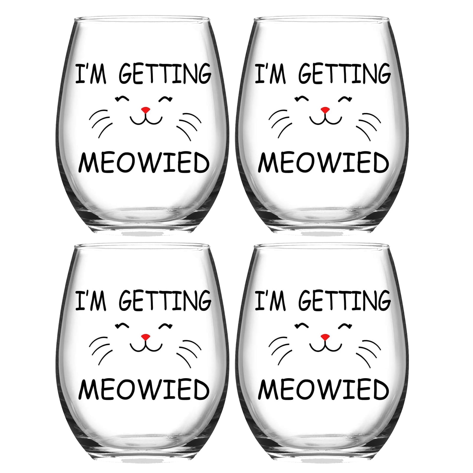 Maustic 4 Pack Funny Stemless Wine Glasses Im Getting Meowied Funny Wine Glasses Engagement