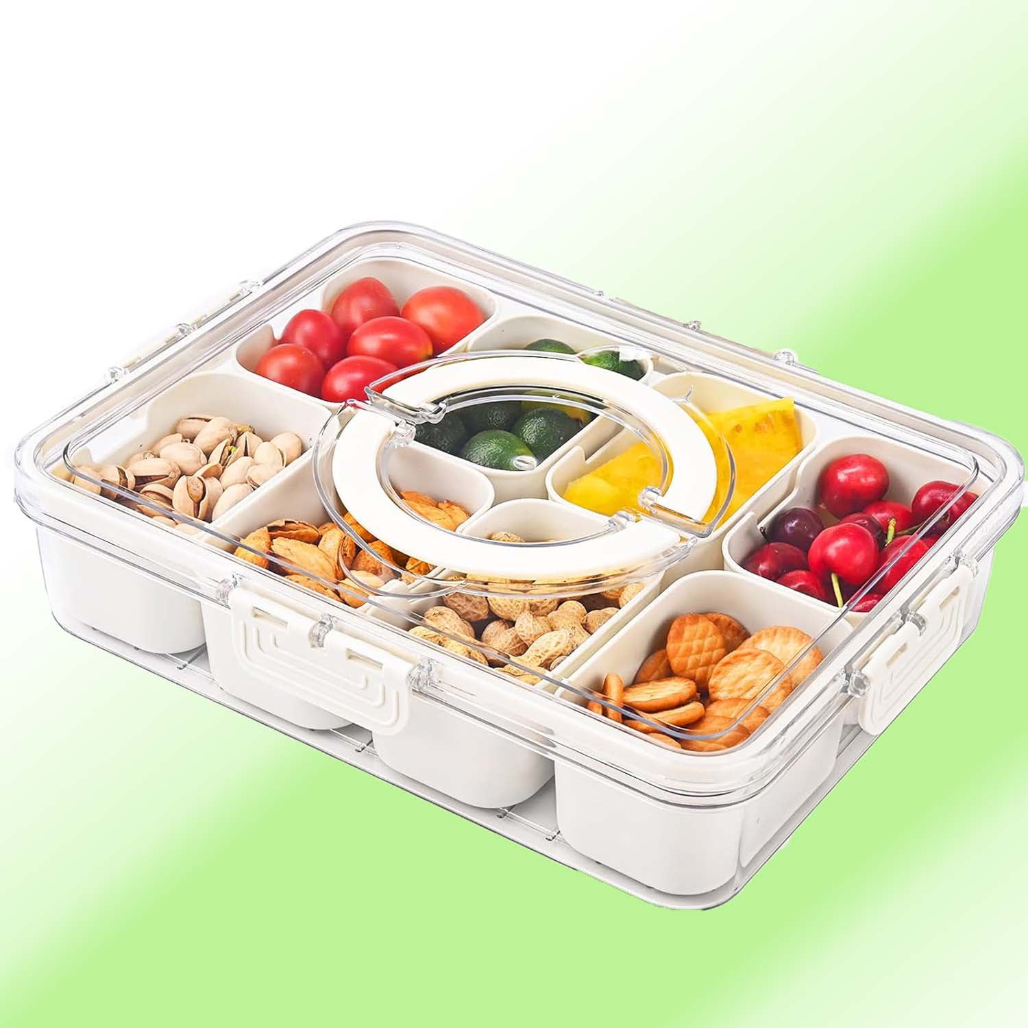 Maustic Divided Serving Tray with Lid and Handle Portable Snack Box ...