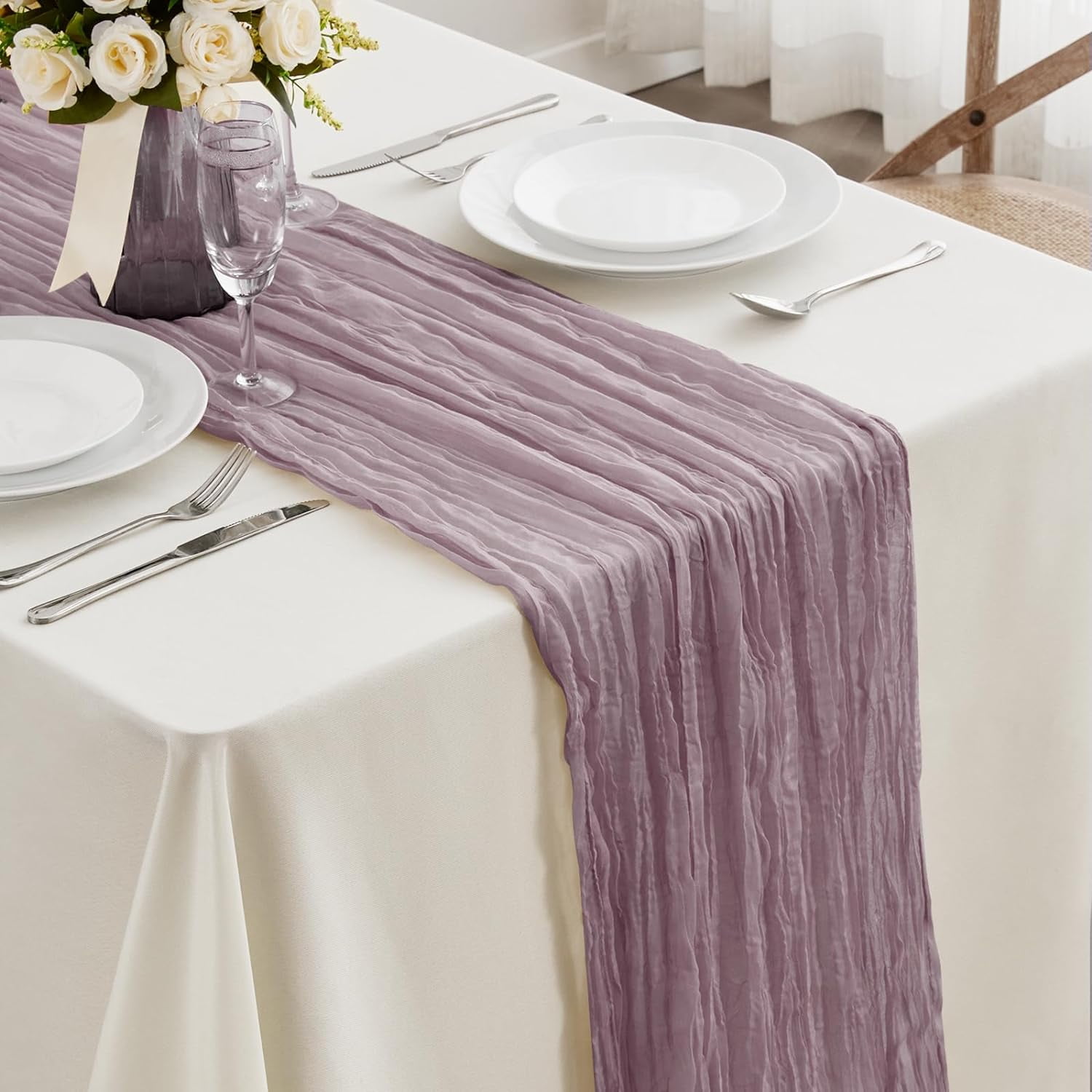 Mauve Purple Cheesecloth Table Runner-13.3Ft Boho Gauze Cheese Cloth ...
