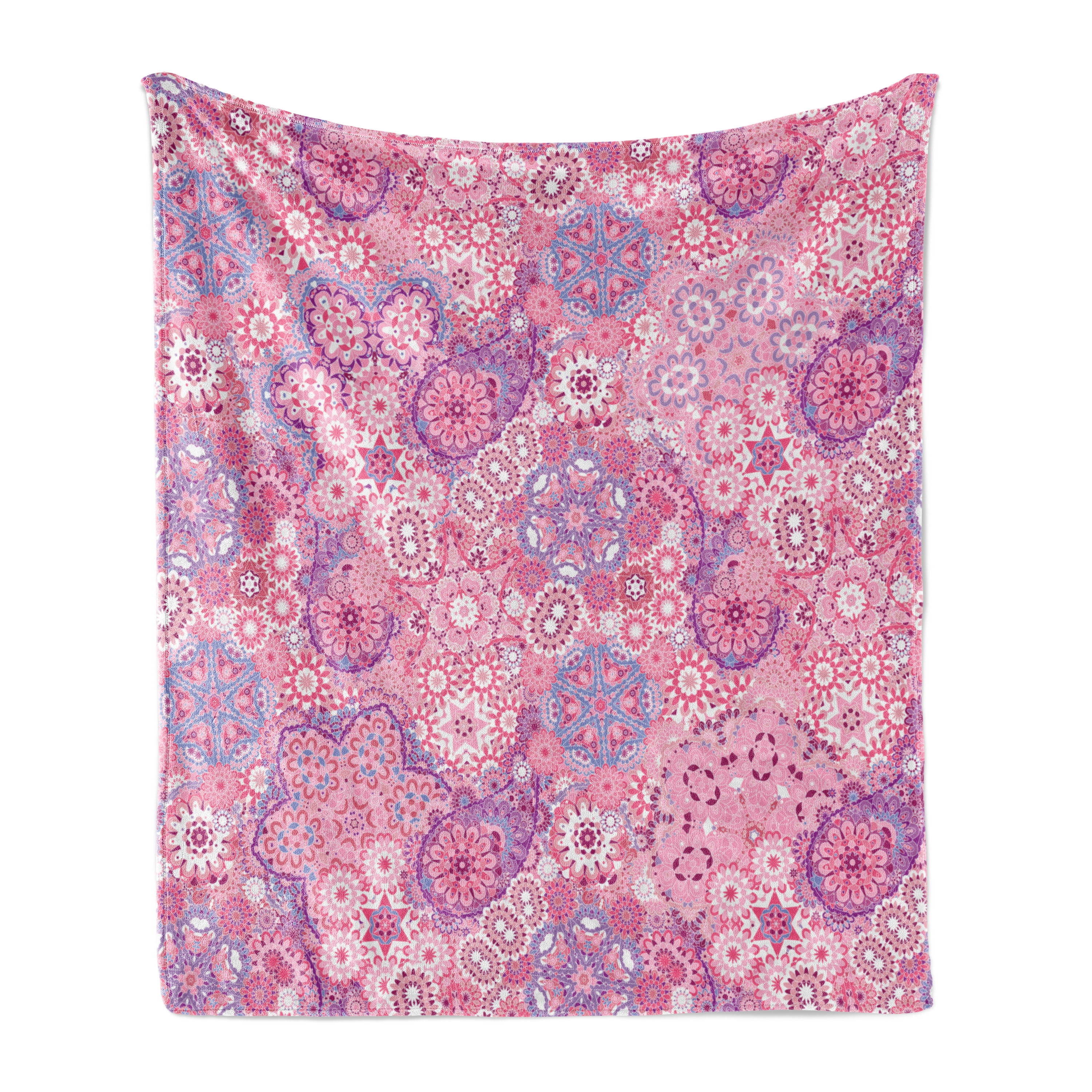 Mauve Soft Flannel Fleece Throw Blanket, Orient Bohemian Paisley ...