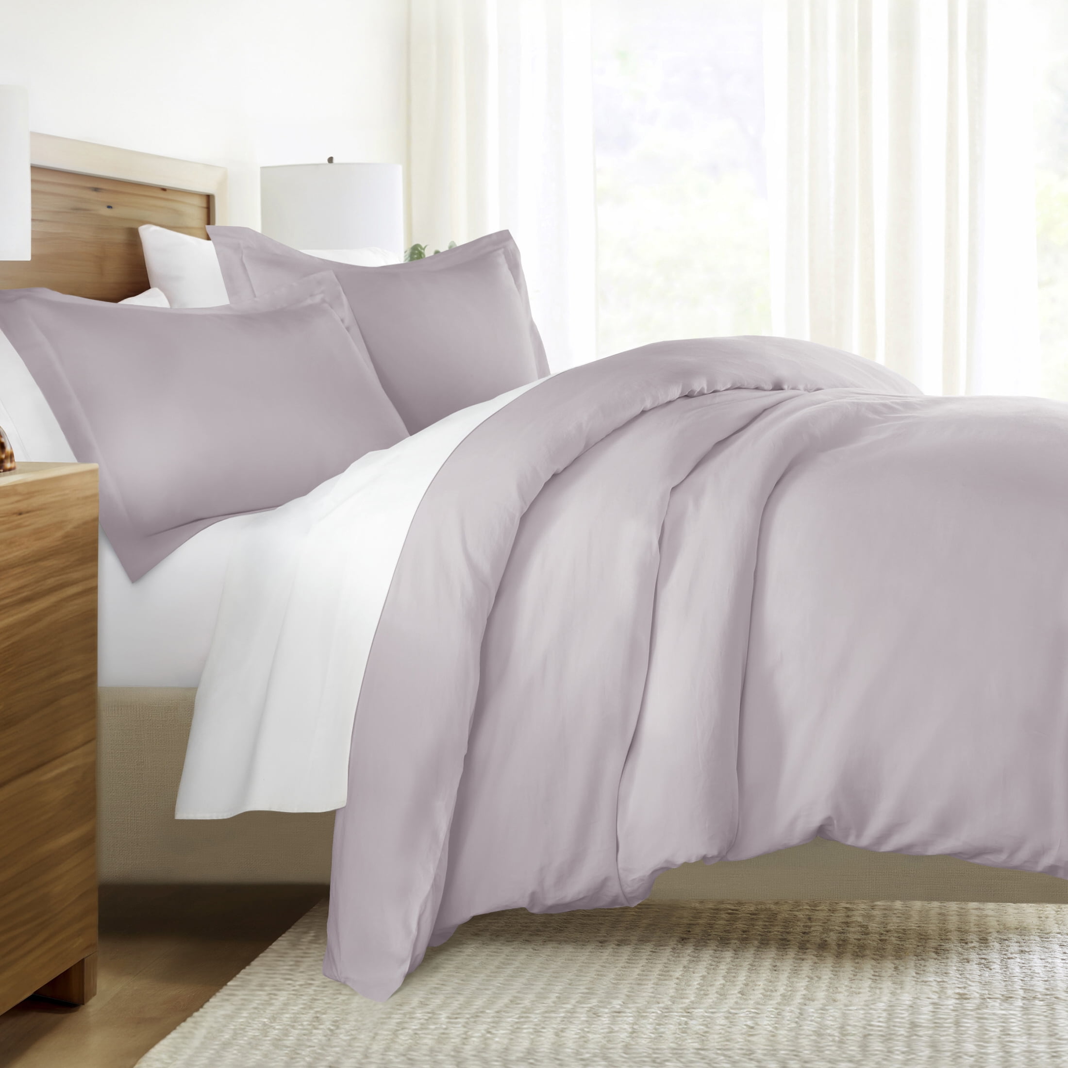 Mauve Vintage Washed 3 Piece Cotton Duvet Cover Set, Full/Queen, by ...