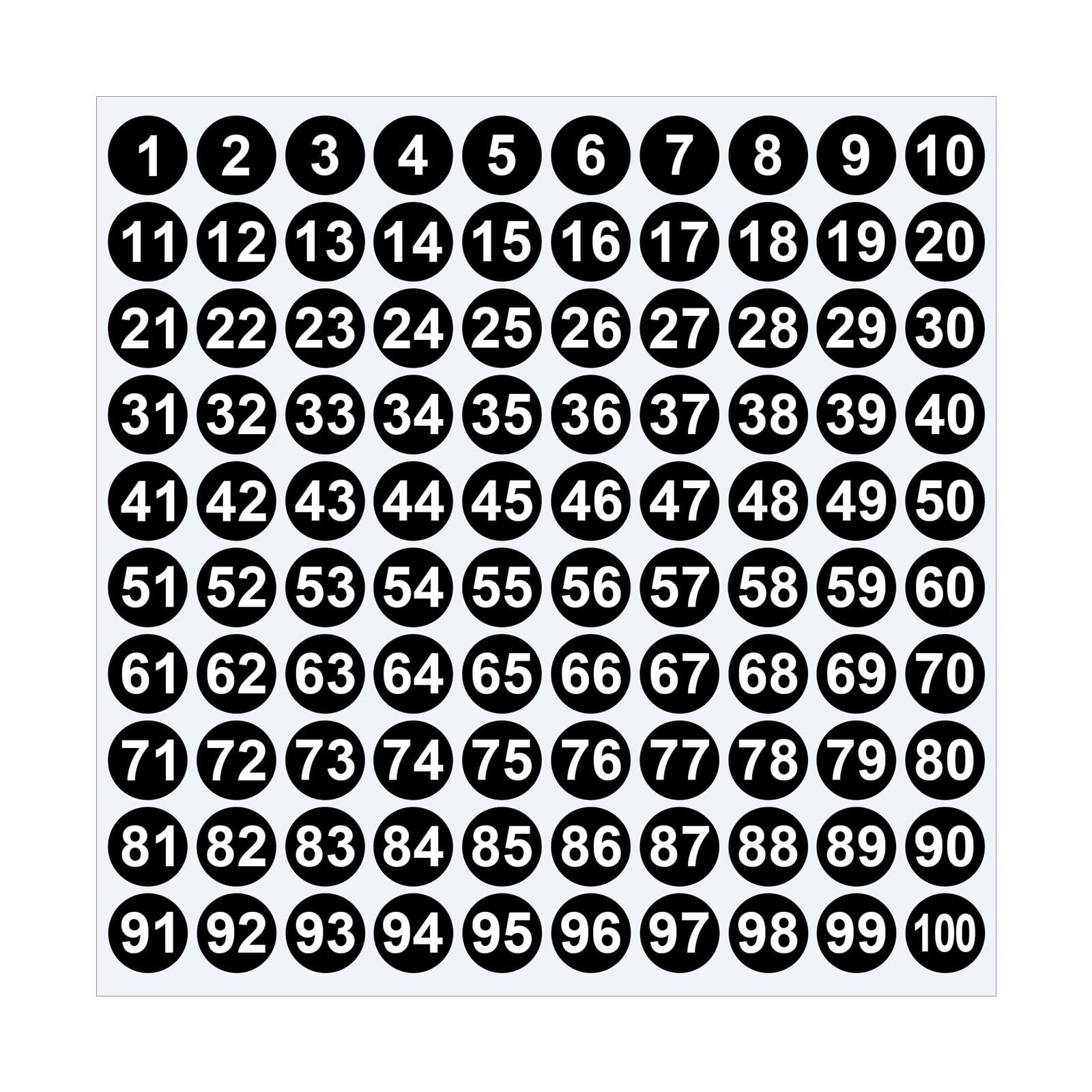 Mauxuk 1 Inch Number Stickers 1-100 Self Adhesive Sheets for Labels ...