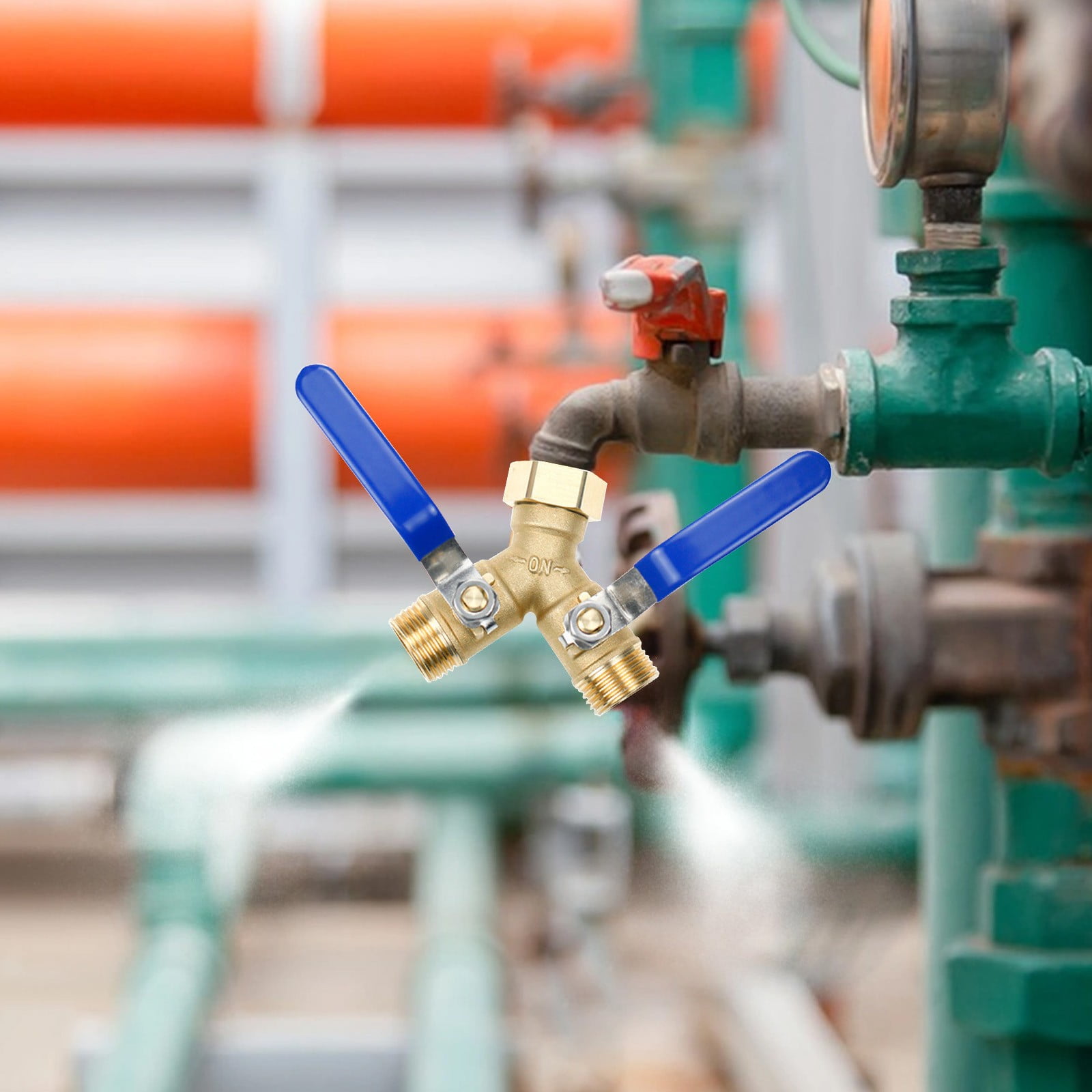 Mauxuk 2 Way Water Dispenser Faucet Adapter, Brass Diverter for Garden ...