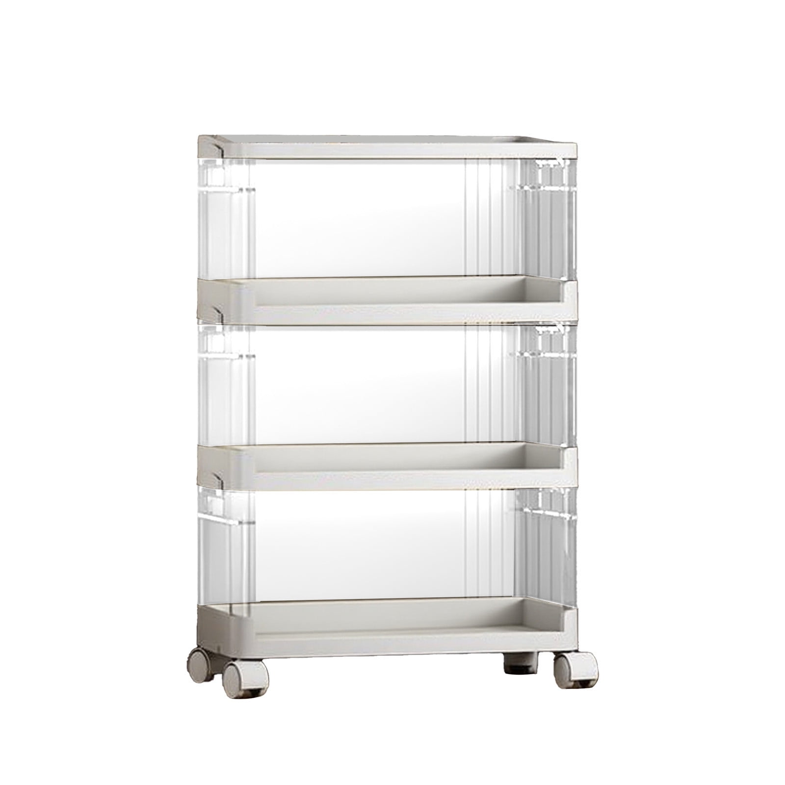 Mauxuk Foldable Storage Rack with Wheels, 3-Tier Plastic Organizer ...